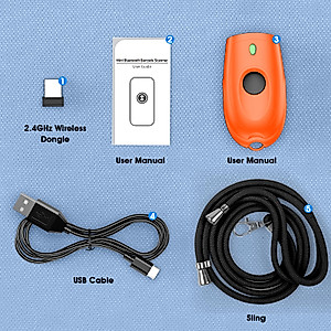 Symcode Bluetooth Barcode Scanner Mini 1D Small Portable Barcode Scanner 3-in-1 Bluetooth & 2.4G Wireless & USB Wired Barcode Scanner with Android,iOS,Computers,Windows