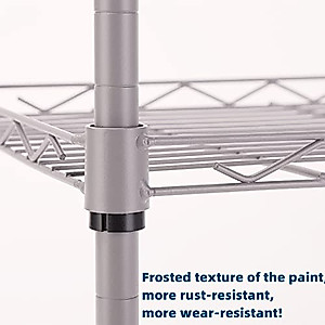 YOHKOH 4-Tier Wire Shelving Metal Storage Rack Adjustable Shelves for Laundry Bathroom Kitchen Pantry Closet (Grey, 16.8L x 11.9W x 49H)