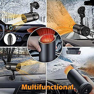 Car Heater 12V 150W 2 in 1 with Heating in Cigarette Lighter and Cooling Modes for Fast Heating Defrost Defogger, Suction Cup Portable Car Heaters Automobile Windscreen Fan