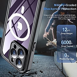 Temdan [Real 360 Magnetic for iPhone 14 Pro Max Case Waterproof,[Compatible with MagSafe] Built-in Glass Camera Lens & Screen Protection [Military Dropproof] Shockproof [IP68 Underwater] Phone Case