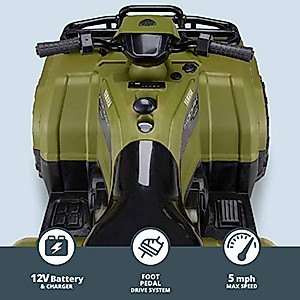 Kid Trax Yamaha ATV Toddler/Kids Electric Ride On Toy, 12 Volt, 3-7 yrs Old, Max Weight 88 lbs, Single or Double Riders, MP3 Player Input, Kodiak Green