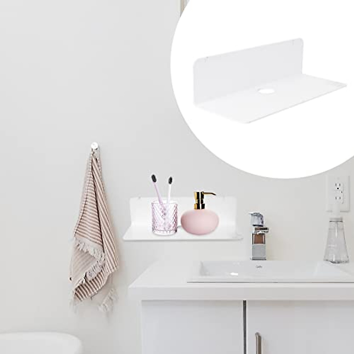 jojofuny Acrylic Floating Shelves, Wall Shelf Speaker Stand, Hanging Shelves for Bedroom, Wall Mounted Display Shelf Bookshelf Storage Shelves