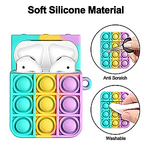 ELOVEN Protective Case with Keychain Compatible with Airpods Charging Case Soft Silicone Cover for Girl Women Flexible Skin Airpods Accessories Full Coverd Case for Airpods 1/2 Color02