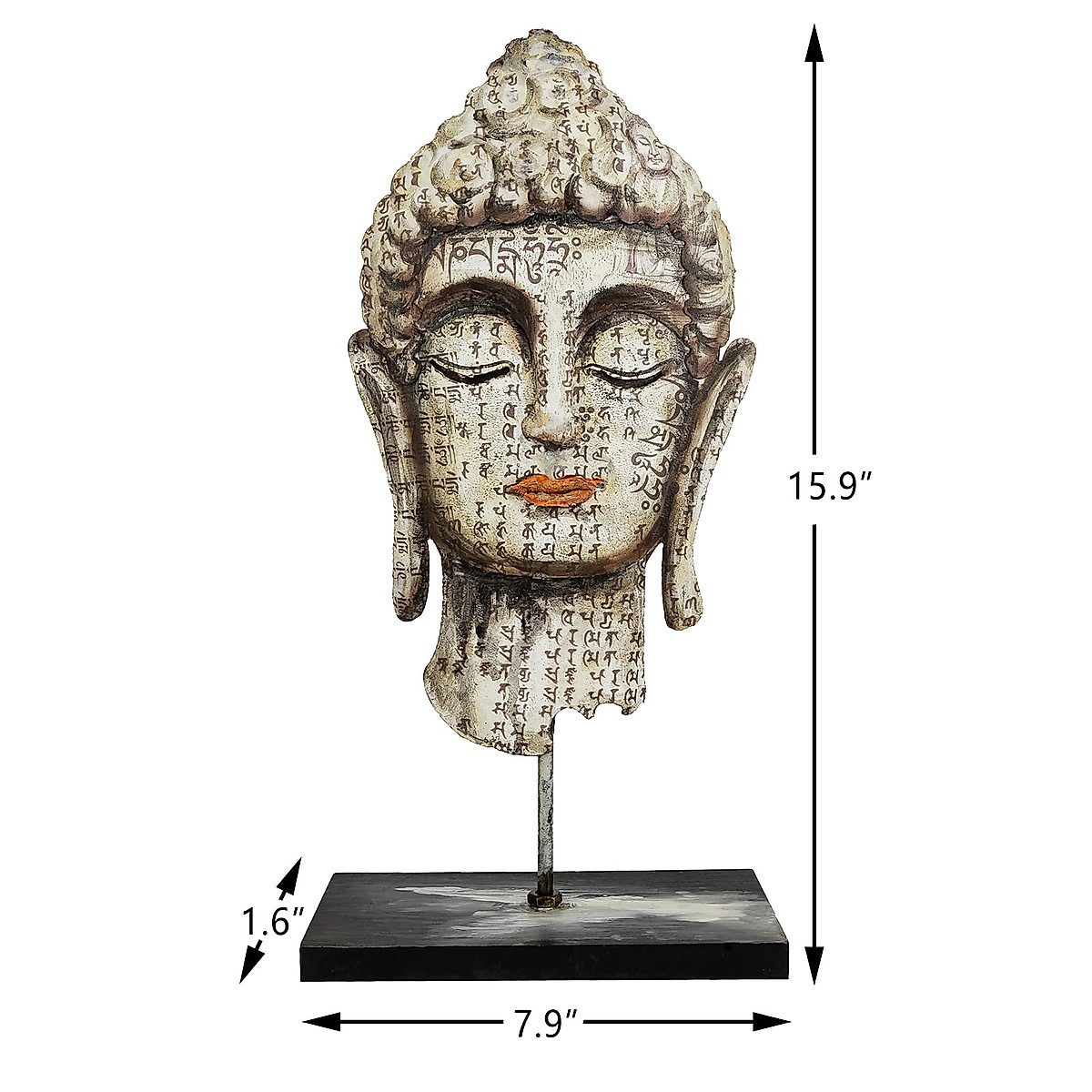 SunBlogs Art Handmade and Hand-Painted Buddha Bust Statue, 16” H Zen Buddha Sculpture Handicraft, Rustic Metal Art Decor for Home Decorations (Style 1)