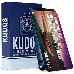 70 Bible Verse Encouragement Cards (7 Verses 10 of Each) - Blank Back Kudos Thank You Appreciation Inspirational Religious Christian Scripture Quotes Prayer Mini Postcards - Teachers, Mom & Dad Gift