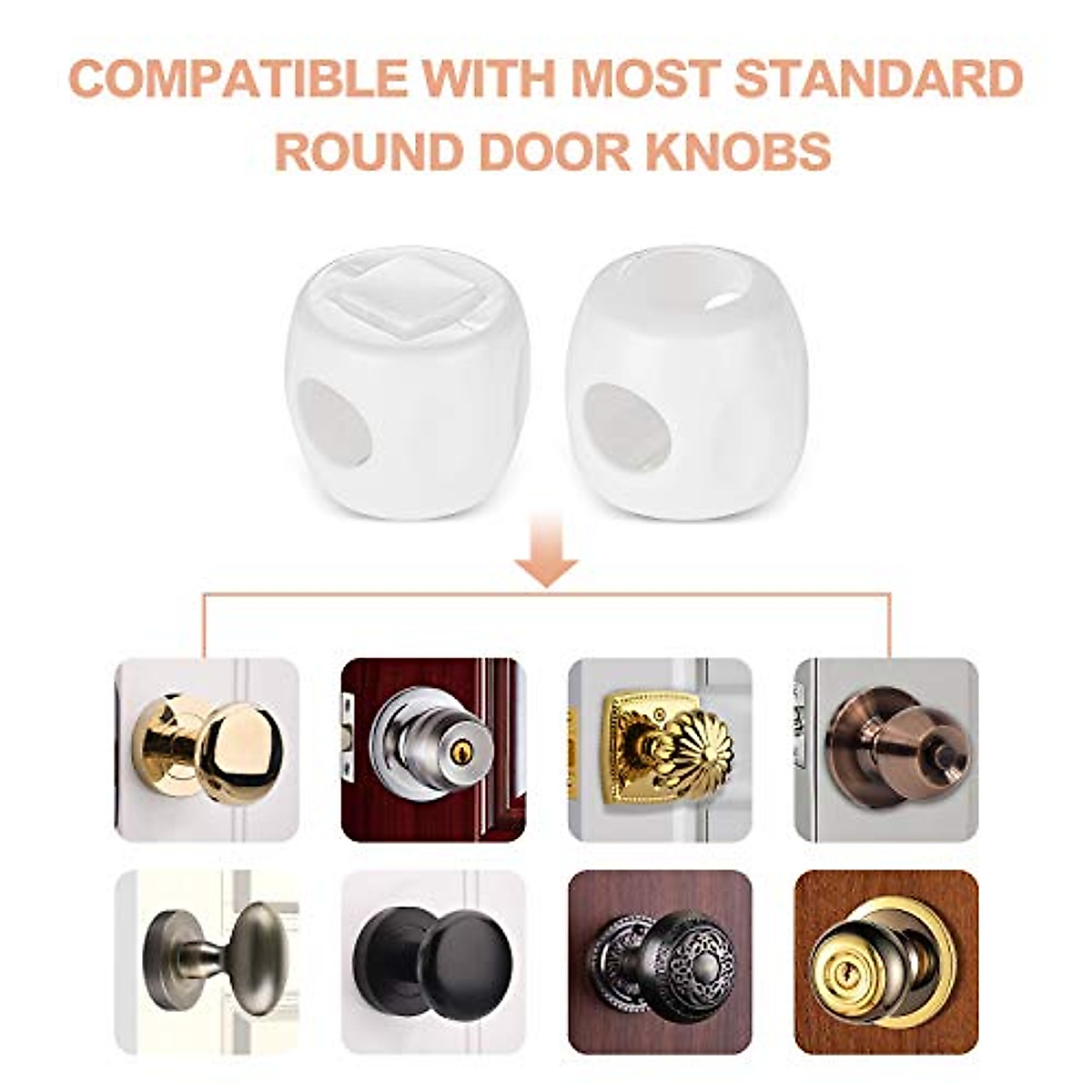 Door Knob Covers,Door Knob Covers Babyproof,Childproof Doorknob,Toddler Door Knob Cover,Child Door Knob Locks Lockable Upgraded Design (4pcs+4pcs) (Warm White)