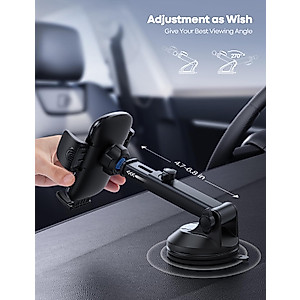Lamicall Car Phone Holder - [Strongest Military-Grade Suction Cup] Phone Holders for Your Car Quick Release Adjustable Car Phone Mount Holder Dashboard for iPhone Samsung Smartphone Truck