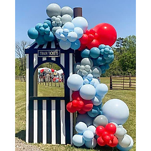 Janinus Turquoise Blue Balloons Garland Arch Kit Peacock Blue Balloons 12Inch 5Inch Turquoise Balloons Different Sizes 80PCS for Baby Shower/Gender Reveal/Wedding/Whale Theme Party Decorations