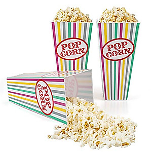 Tebery 15 Pack Plastic Open-Top Rainbow Popcorn Boxes Reusable Popcorn Containers -7.7" Tall x 4" Square