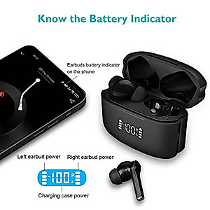 Holiper Bluetooth Earbuds with 4 Mic, Wireless Headphones with ENC Noise Cancelling, in Ear Bluetooth Earphones, Cordless Ear Buds IPX5 Waterproof Touch Control, Black