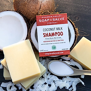 "Chagrin Valley Soap & Salve Shampoo Bar, Coconut, Unscented, Organic, Vegan, Curly & All Hair Types, 5.6 oz (159 g), Recyclable Packaging, SLS Free, Paraben & Cruelty Free"