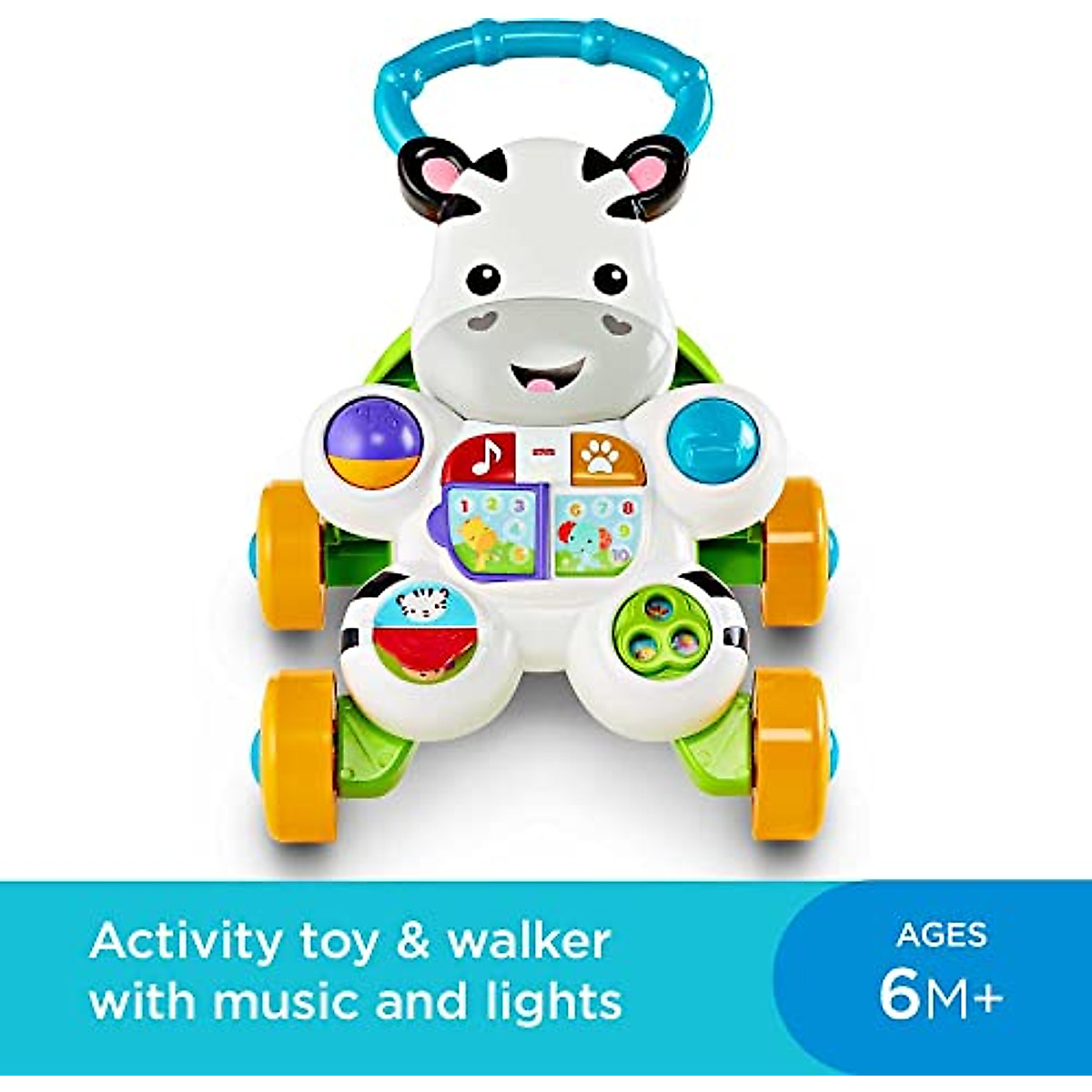 Fisher-Price Baby Learning Toy Learn With Me Zebra Walker With Music Lights And Fine Motor Activities For Ages 6+ Months