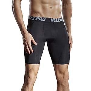 NELEUS Men's 3 Pack Sport Running Compression Shorts,6012,Black,US M,EU L