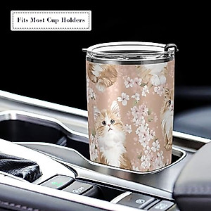 HXshaoye cute Maine Cooncats Rose Gold Stainless Steel insulated water bottle for home with Straw Leak Resistant Flip coffee mug for men for School, Sports, Daycare, Camp & More mug 20