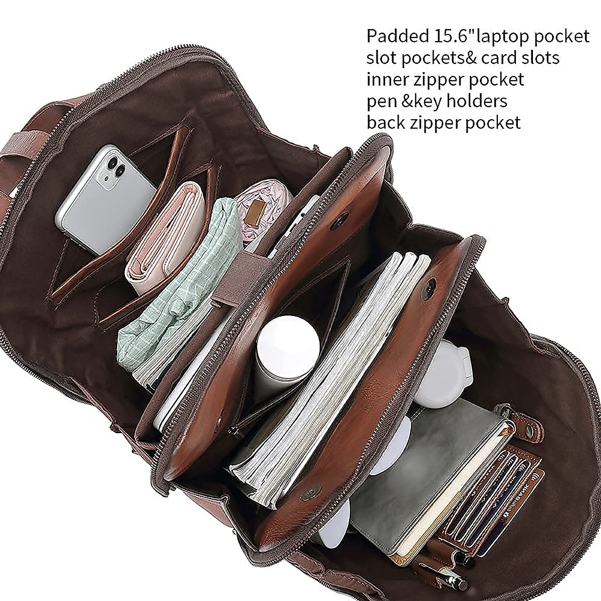 CLUCI Womens Backpack Purse Vegetable Tanned Full Grain Leather + Women Wallet