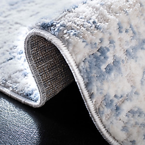 SAFAVIEH Amelia Collection Area Rug - 8' x 10', Ivory & Blue, Modern Abstract Design, Non-Shedding & Easy Care, Ideal for High Traffic Areas in Living Room, Bedroom (ALA700A)