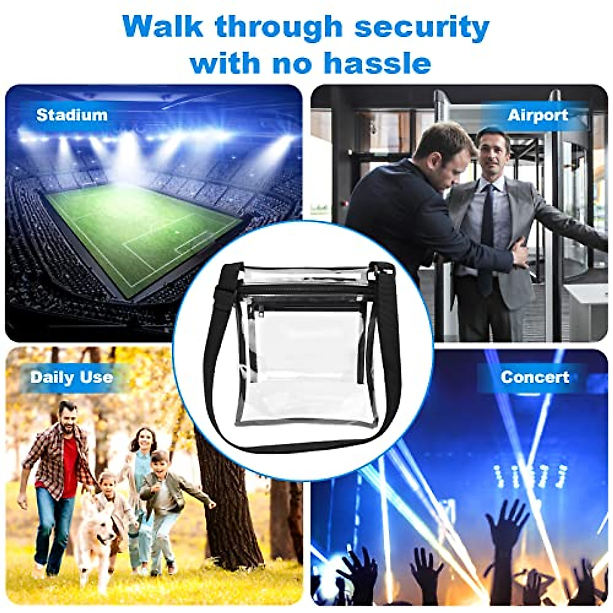Youshuo Clear Bag Stadium Approved - Clear Purse with Inner Pocket for Concerts, Festivals, Sports Events