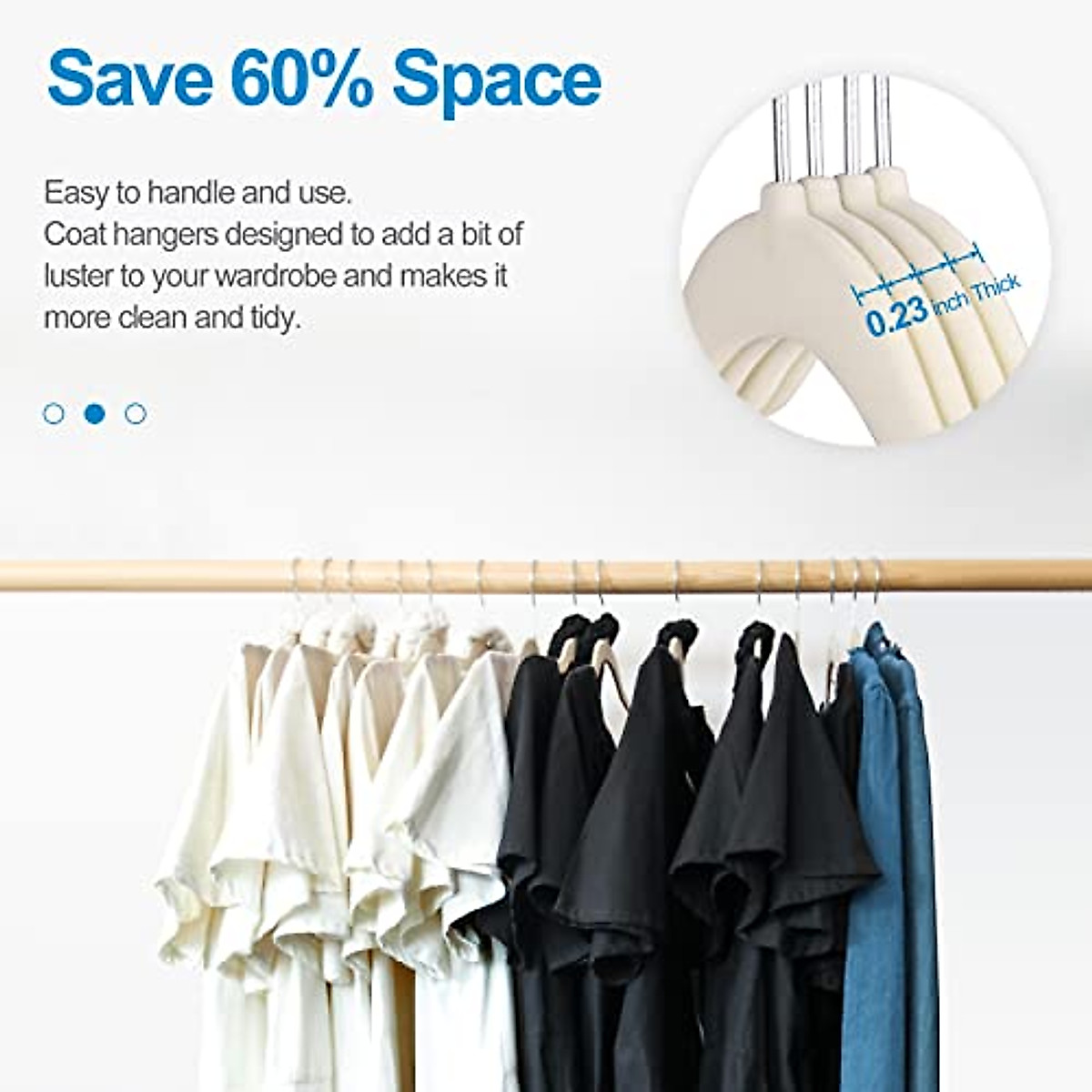 Specilite Velvet Hangers 30 Pack, Ivory Clothes Hangers Non Slip and No Shedding with 360° Swivel Hook, Ultra Thin and Space Saving Felt Hangers by Sturdy ABS Plastic, for Suits, Shirts, Coats