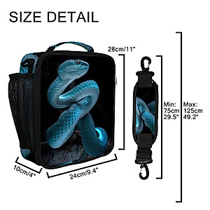 My Daily Snake Insulated Lunch Bag, Portable Lunch Box for Men Women Reusable Cooler Tote with Shoulder Strap for Office