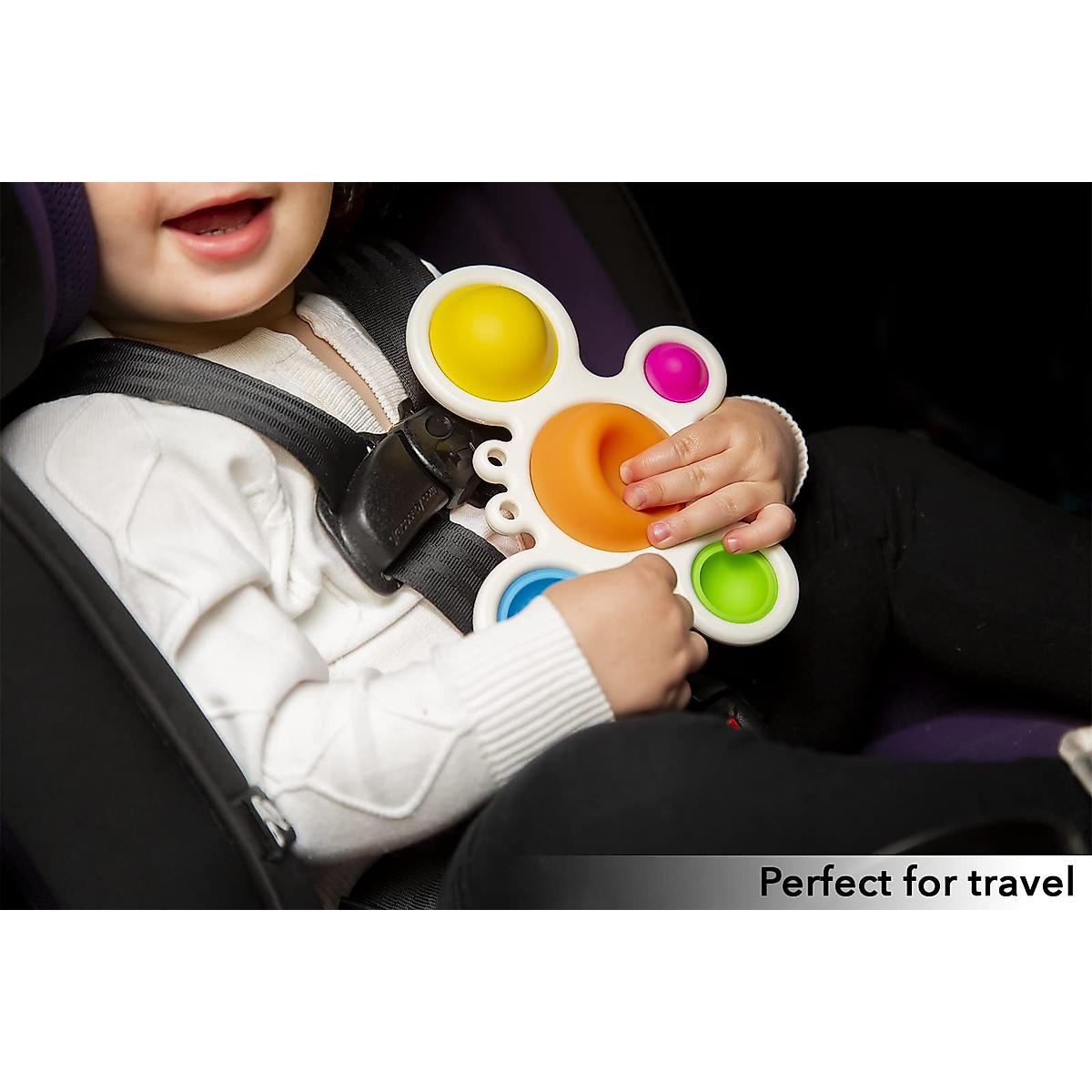 Baby Toy, Toddler Busy Toy, Fidget Butterfly Popper Toy, fine Motor Skills and Sensory Toy for Babies and Toddlers, Travel Toy for Babies and Toddlers, Pink, Red, Green, Blue, Yellow