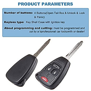 ECCPP OHT692713AA 1X Keyless Entry Remote Key Fob Case Replacement for Pacifica Sebring 200 for Dodge Nitro Avenger Caliber for Jeep Liberty Patriot Compass Wrangler OHT692427AA