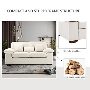 COLAMY Loveseat Sofa,73" Love Seat Couches Living Room Sofa with 3 Pillows,Upholstered Modern Comfy Chenille Seat Cushions Bedroom Couch,Beige
