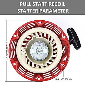 WHIFQ Pull Start Recoil Starter Assembly Fits Honda GX120 GX160 GX200 Harbor Predator 212CC 6.5 7HP Engine with Extra Pull Cord Handle. Lawn Mower, Honda Pull Cord. Honda Pull Start Assembly