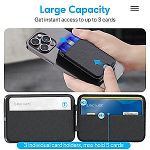 Senose Magnetic Card Wallet Compatible for Magsafe, Leather Phone Wallet with Adjustable Stand, Anti-lost Strap Lanyard and 4 Credit Card Holder Compatible for iPhone 14/13/12 Series