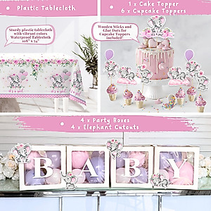 169 pc Premium Pink Elephant Baby Shower Decorations Girl, Balloon Garland Arch, Balloons Boxes, It's A Girl Backdrop, Tablecloth, Cake Topper - Decoracion de Baby Shower para Niña