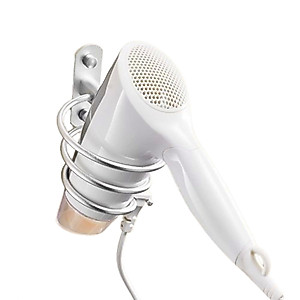 Hair Dryer Holder,Wall Mounted Spiral Hair Dryer Shelf,Bathroom Stainless Steel Hair Dryer Bracket,Self-Adhesive Hair Dryer Storage Rack (Silver)