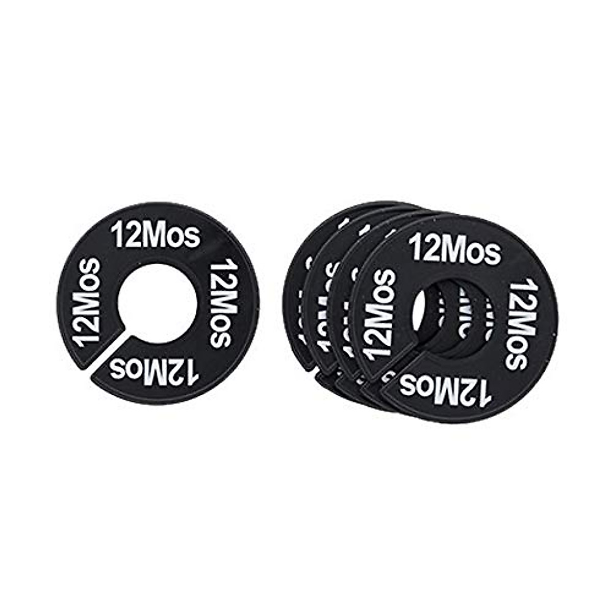 NAHANCO CBWKIT6 Black Round Clothing Size Divider with White Print for Baby/Kid Sizes, 3Mos – 4T, Kit of 50 (10 Sizes of 5 Each)