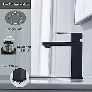 Hotis Home Matte Black Bathroom Faucet, Small Single Hole Single Handle Bathroom Sink Faucet, Bathroom Faucets for Sink One Hole, Vanity Faucet with Supply Hose