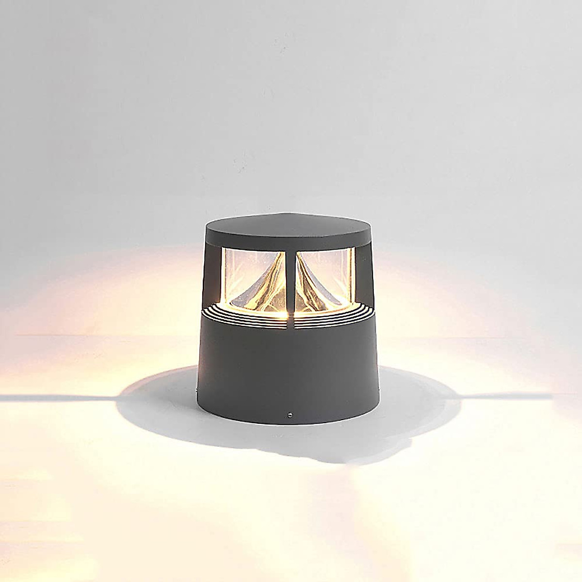 KAIKEA Black Cylindrical Post Light Fixture for Exterior House Porch LED Patio Outside Deck Garage Yard Driveway Home Lawn Walkway Pillar Light Garden Landscape Pedestal Lamp Fixture
