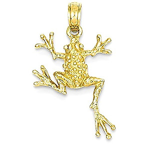 IceCarats 14K Yellow Gold Frog Necklace Charm Pendant Only