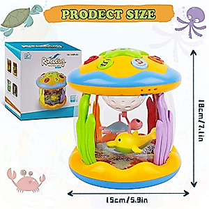 M SANMERSEN Baby Toys 6 to 12 Months - Ocean Projector Light Up Musical for 12-18 Crawling Learning Tummy Time 1 2 3 Year Old Infant Boys Girls Gifts