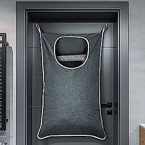 KINGSUSLAY Hanging Laundry Hamper, Over The Door Laundry Hamper and Hanging Laundry Bag, Extra Large Space Saving Hanging Hamper with 2 Types Hooks (35x 22Inch, Heather Grey)