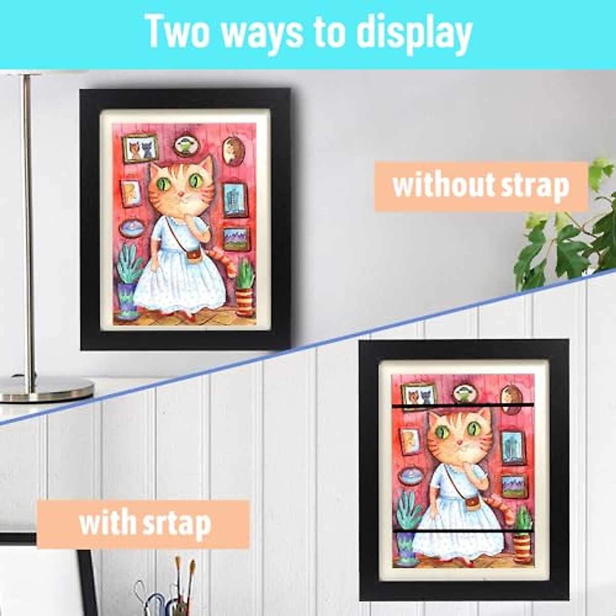 LOMILD 2-Pack Kids Artwork Frames Changeable, 8.5x11 Kids Art Frames in Balck, Front Opening with Acrylic Sheet, Great for Children Art Projects, Art Display Storage, Holds 50 PCS Pictures