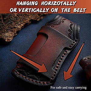 Omesio Pocket Knife Sheath, 4.53" Folding Knife Sheath for Folding Knife, Leather Knife Sheath Case, Horizontal Knife Sheath for Belt