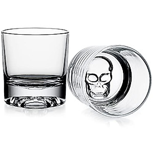 Godinger Skull Whiskey Decanter and Old Fashioned Whiskey Glasses, Skulls Liquor Decanter Barware Set, Halloween Decor