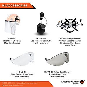 Defender Safety H1-CH Safety Helmet Hard Hat with Visor ANSI Z89.1 (Safety Yellow/w Visor)