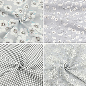 AbTwill Gray Cotton Fat Quarter Bundle Quilting Fabric for Sewing,18" x 22"