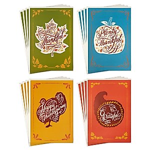 Hallmark Thanksgiving Cards Assortment, Rustic Thanks (16 Assorted Cards with Envelopes)