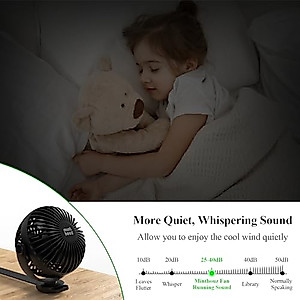 Minthouz Stroller Fan with Flexible Strap, 2000mAh Rechargeable Portable Fan 3 Speeds Personal Fan USB Mini Cooling Fan for Baby/Stroller/Car Seat/Bike -Black