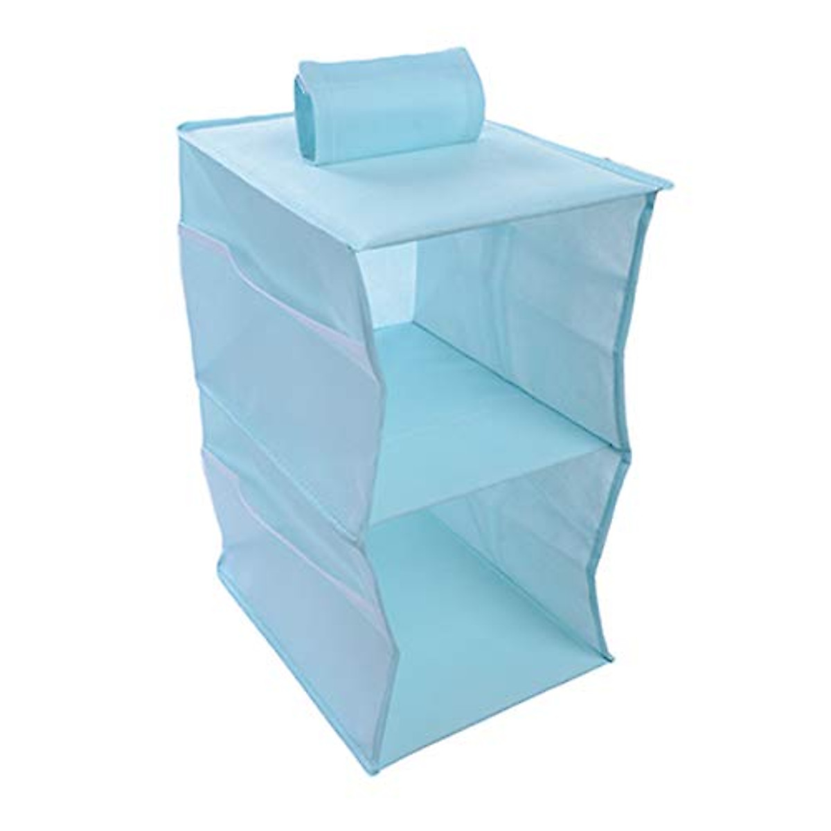 2-3-4 Shelf Hanging Closet Organizer,Foldable Closet Hanging Shelves,Cloth Hanging Organizer with Side Pockets,Pink Blue Grey (Blue/2 Shelf, 2 Shelf)