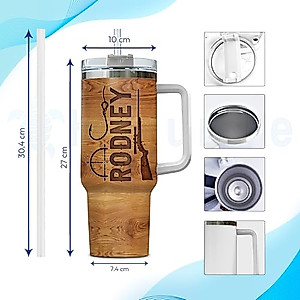 Hyturtle Personalized Hunting Gifts For Men - Deer Hunting Tumbler 40oz with Handle and Straw- Gift For Dad Him Boy Husband From Son Wife- Birthday Christmas Gifts For Hunters