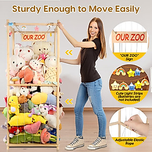 Extra Large Stuffed Animal Storage Wooden Stuff Animal Organizer 63" Stuffed Animal Holder Stuffed Animal Zoo Kids Plush Toys Cage Stuffed Animal Display for Playroom Bedroom Nursery Room Decor Corner