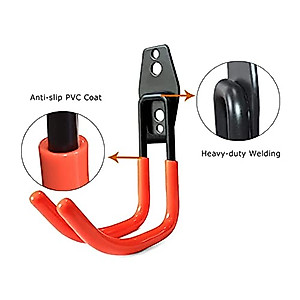 zoele Wall Mount Baby Stroller Hanger, Baby Stroller Rack Holder, Baby Stroller Wall Hook, Garage Power Tool Hanger Wall Hook, Steel Garage Tool Storage Organizer Utility Hooks (Orange)