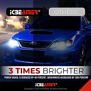 ICBEAMER 6000K D2S D2C D2R Xenon HID Direct Plugin Can Replace 66040 66240 85122 OEM Headlight Low Beam Light bulbs [Diamond White] 2 pcs