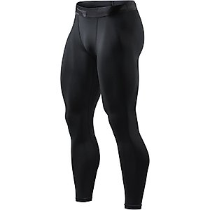 TSLA Men's Compression Pants, Cool Dry Athletic Workout Running Tights Leggings with Pocket/Non-Pocket, Hyper Control Pants Black, Large