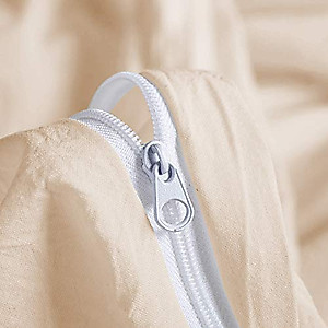 TEXAS LINEN CO. Queen/Full Duvet Cover, 600 Thread Count Sateen 3Pc Egyptian Cotton Duvet Cover Set, 100% Pure Cotton Comforter Cover, 2 Pillow Shams, Zipper Closure, 7 Corner Ties - (Ivory)